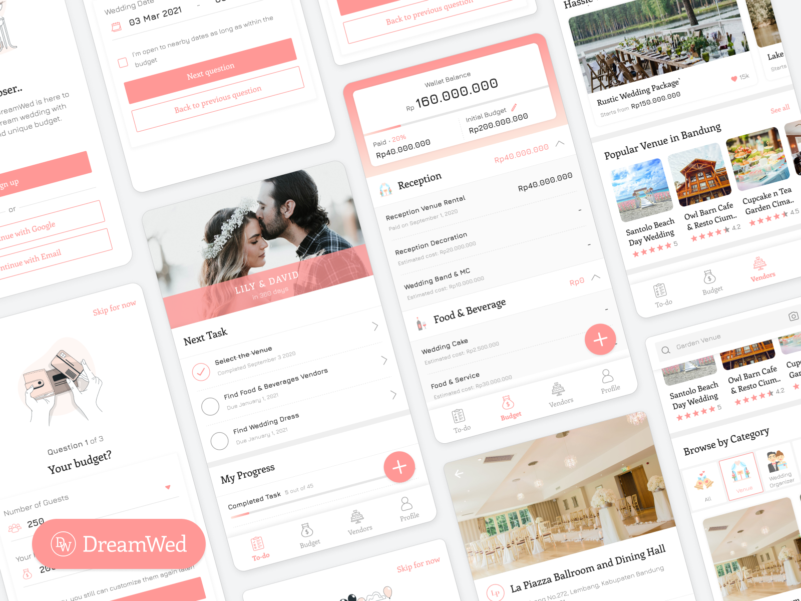 DreamWed - Wedding Planner App by Jennifer Handali on Dribbble
