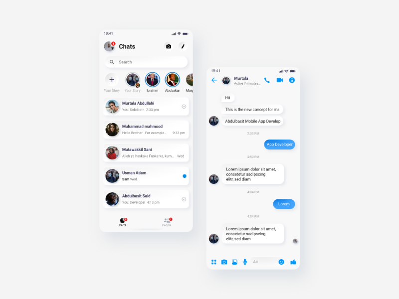 Messenger app neomorphism concept by AUWAL RG on Dribbble