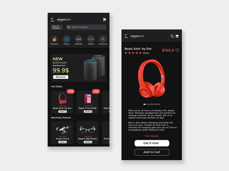 Amazon UI Redesign with Dark Mode | Rish Designs by Rishabh Saxena on ...