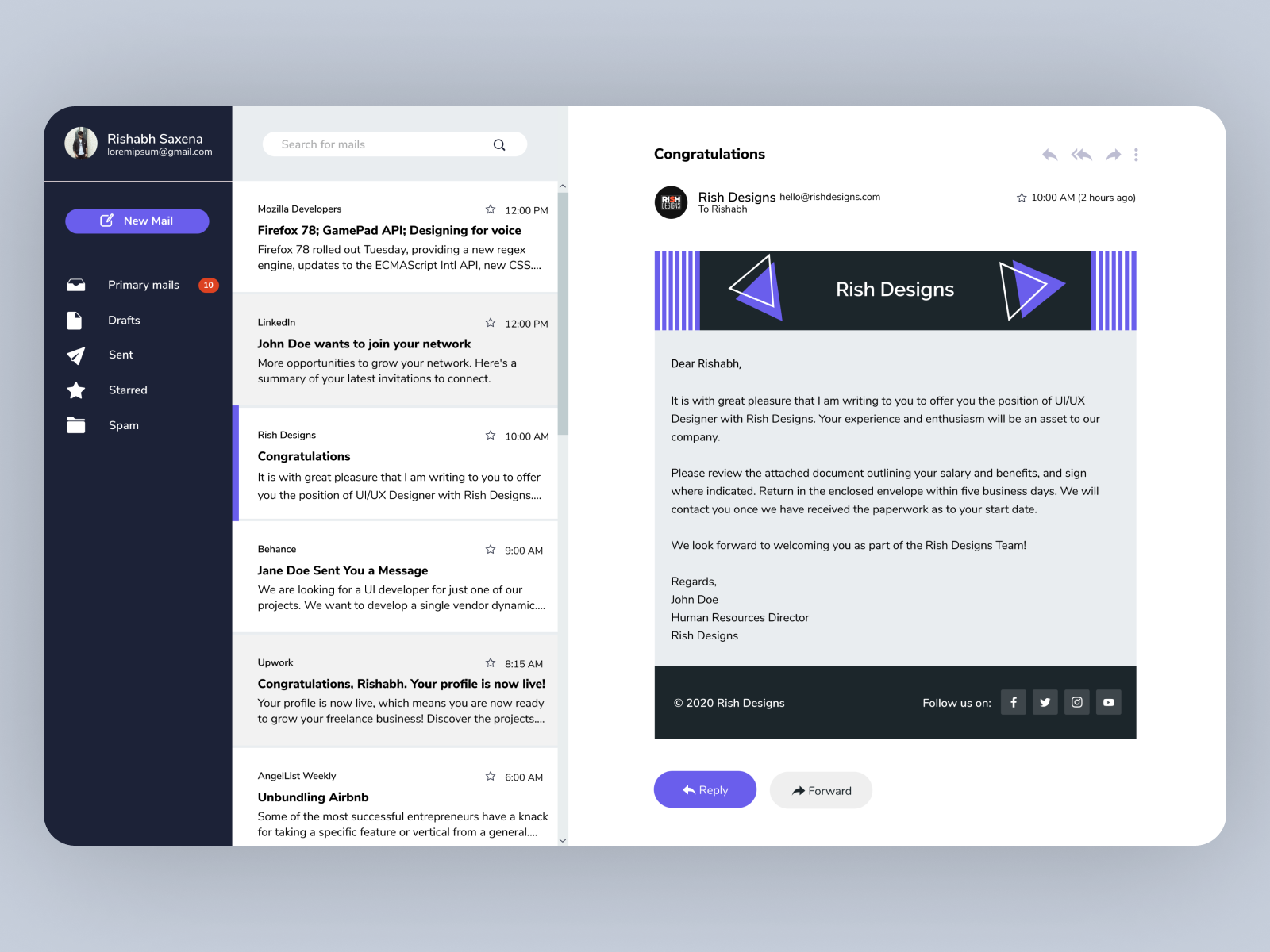 Email App UI Design Concept | Rish Designs by Rishabh Saxena on Dribbble