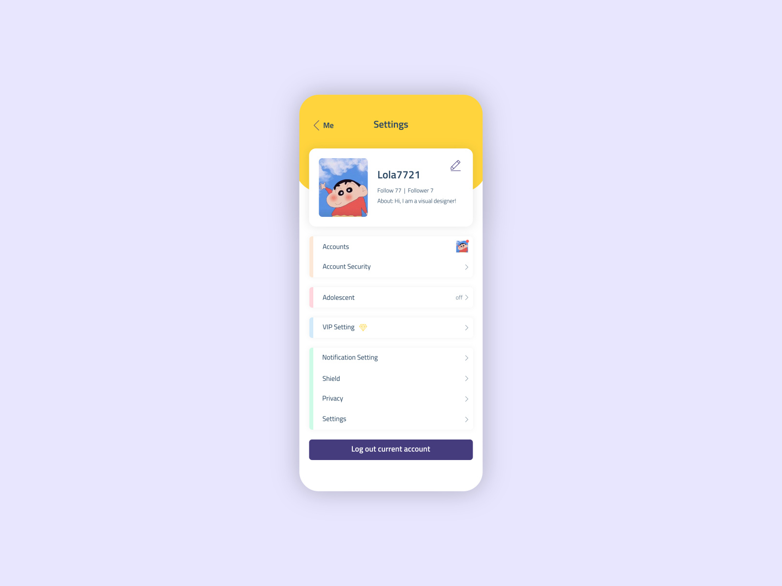 #DailyUI 007 - Settings by Xuefang Zheng on Dribbble