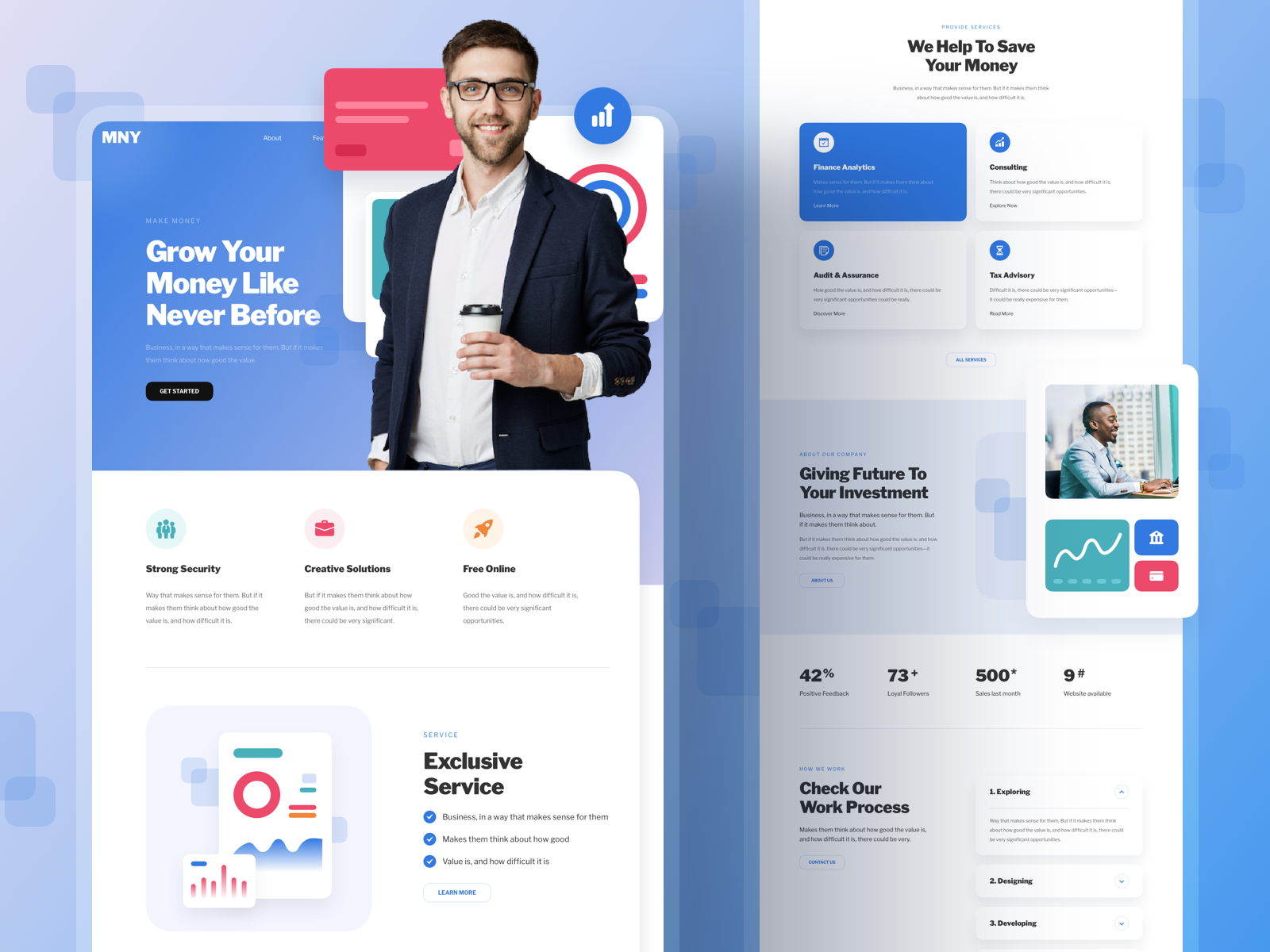 Money Finance Web Design Landing Page by Laaqiq on Dribbble