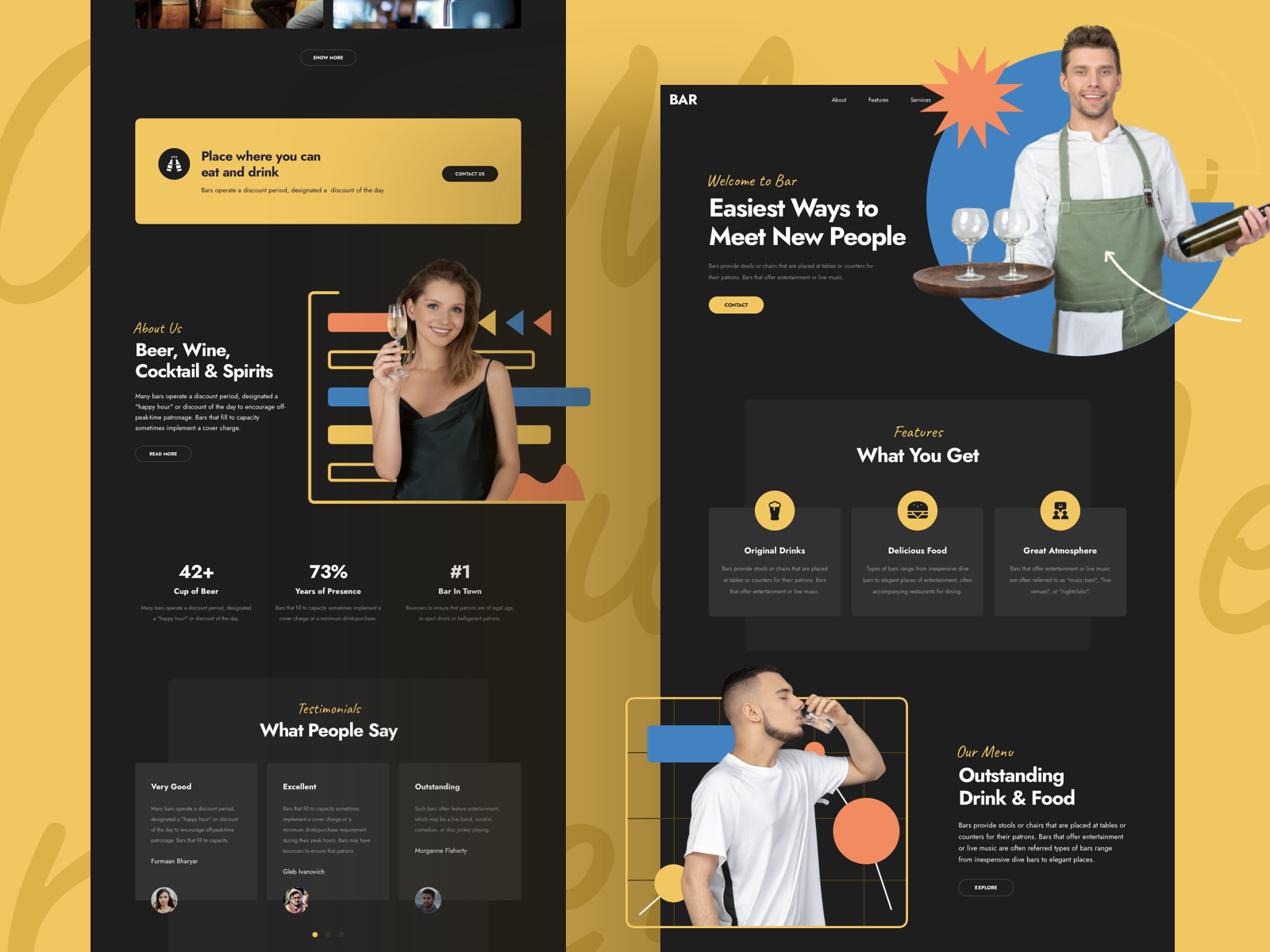 Bar Club Web Design Landing by Laaqiq on Dribbble