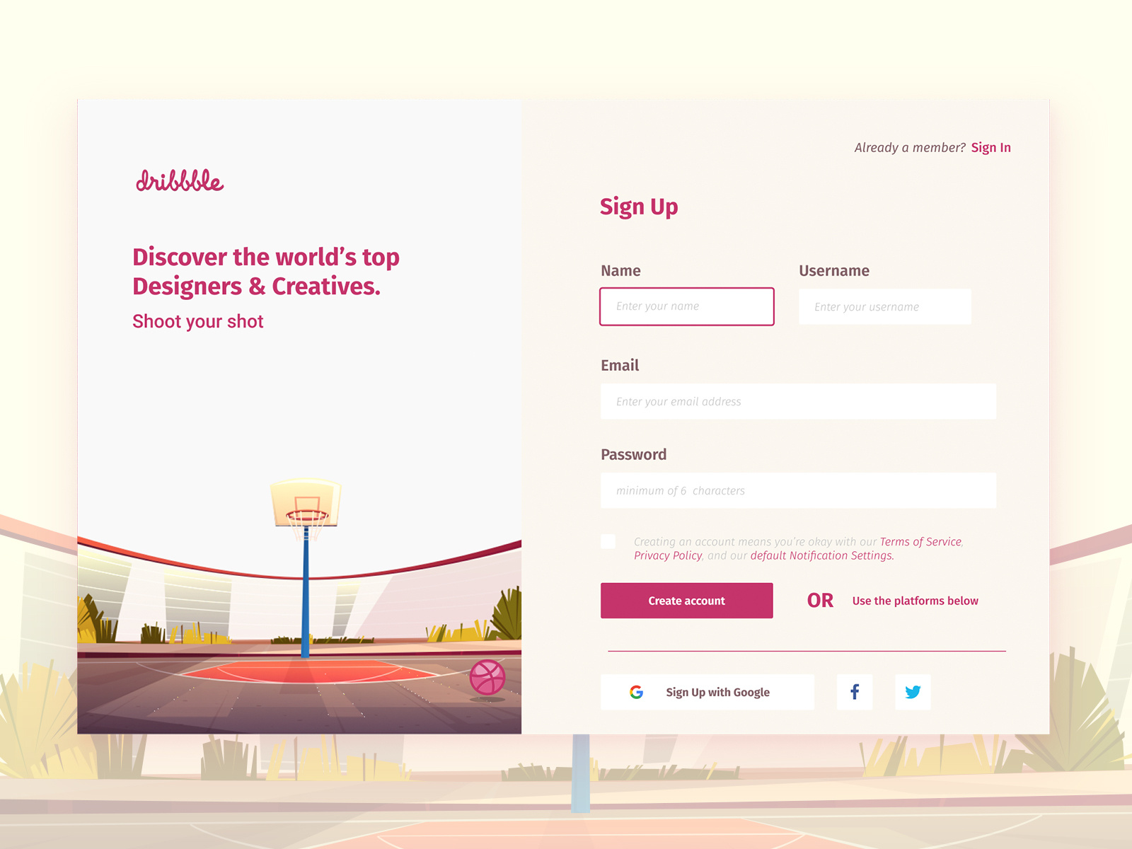 Dribbble SignUp by Lanre Okedele on Dribbble