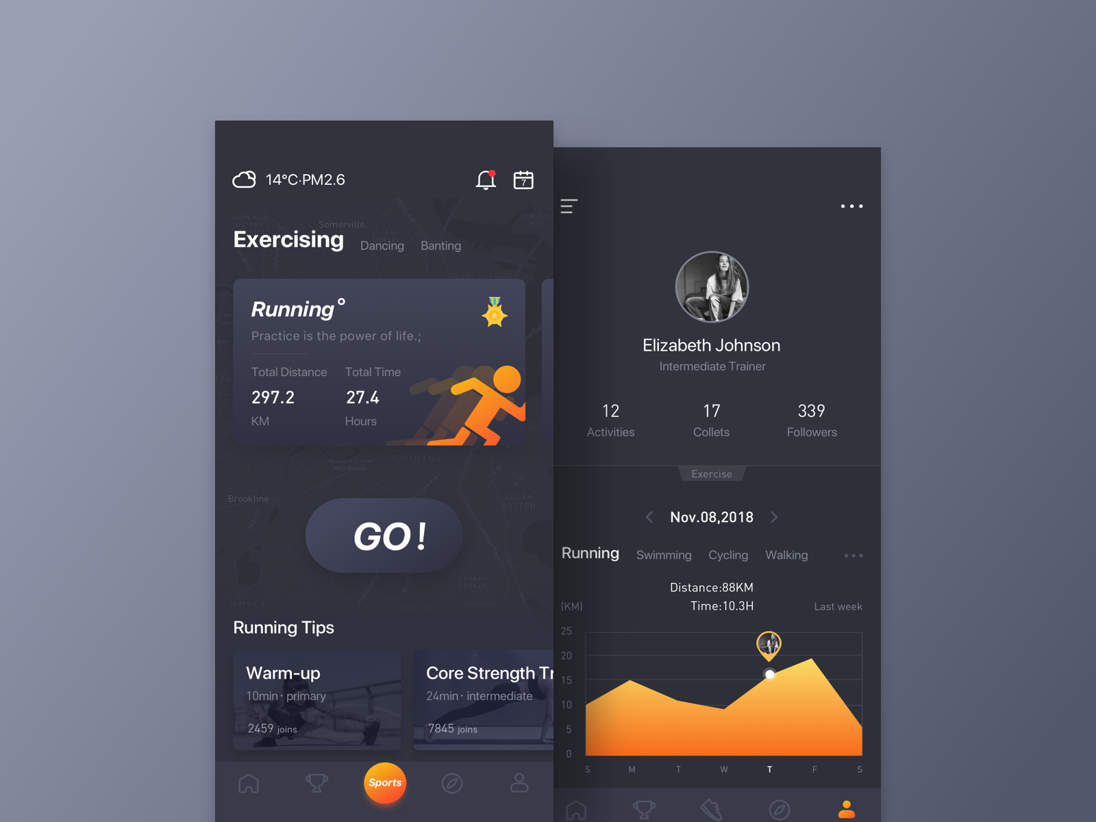 Sport Tracking App by Cstars on Dribbble