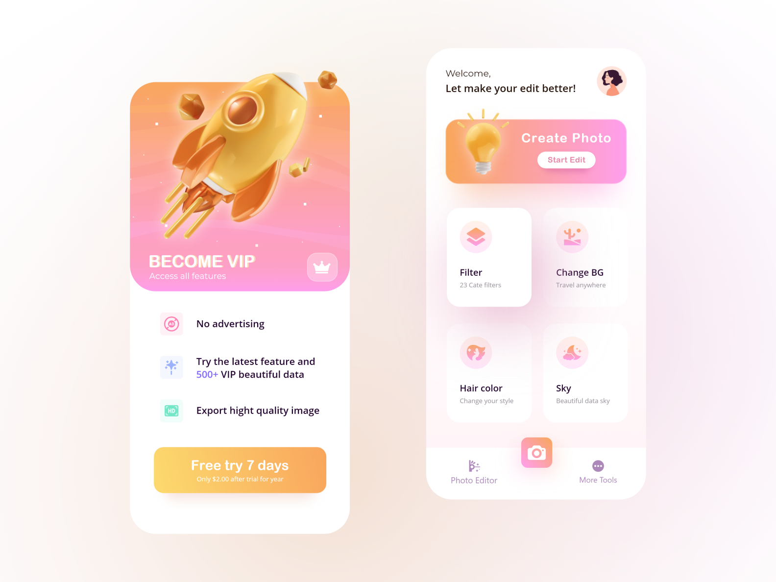 VIP screen to photo edit app by Lan Dương Hoàng on Dribbble