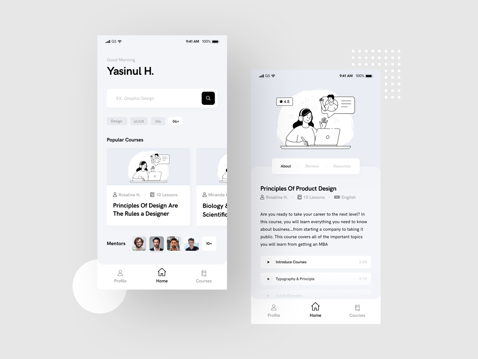 Online Learning Course Mobile App Design (WIP) by Yasinul Huq on Dribbble
