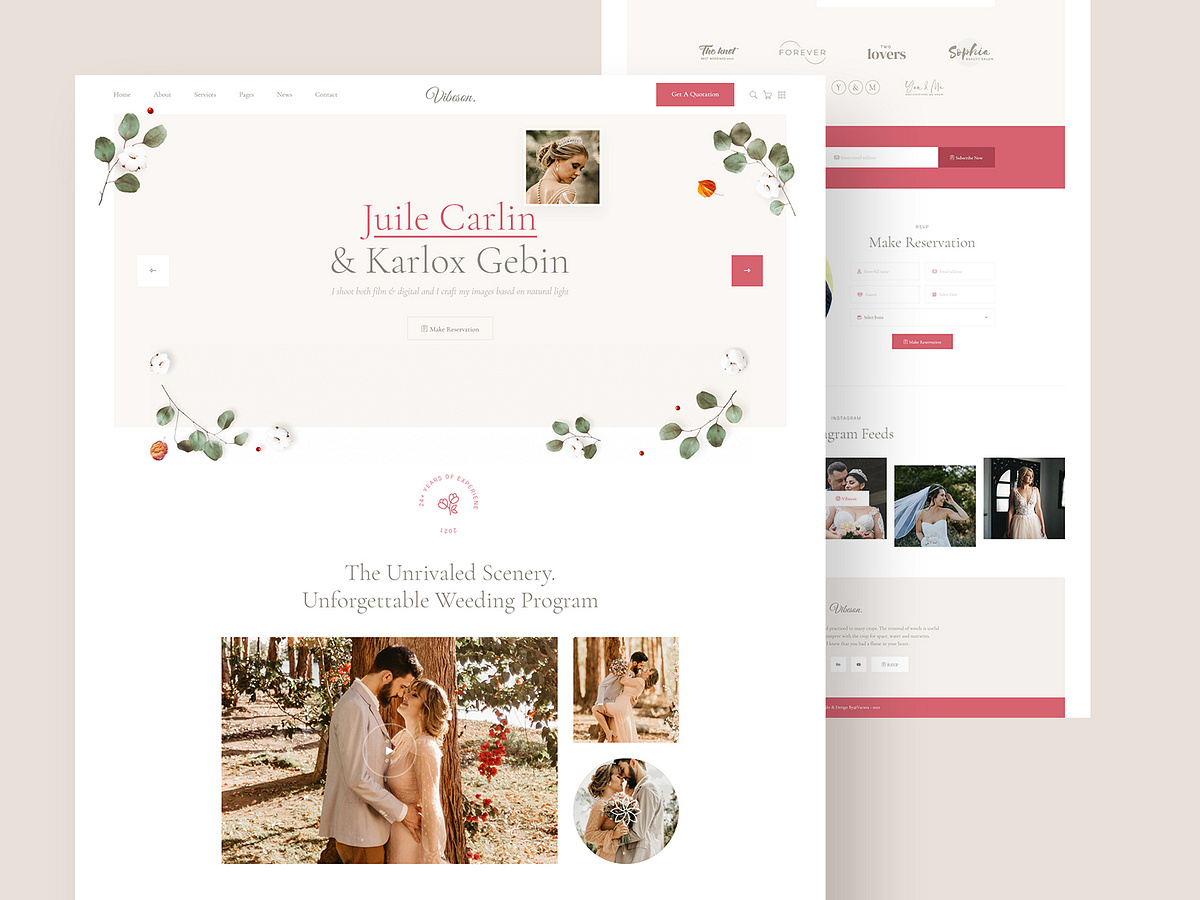 Wedding planner website design by Yasinul H. for Quadrato on Dribbble
