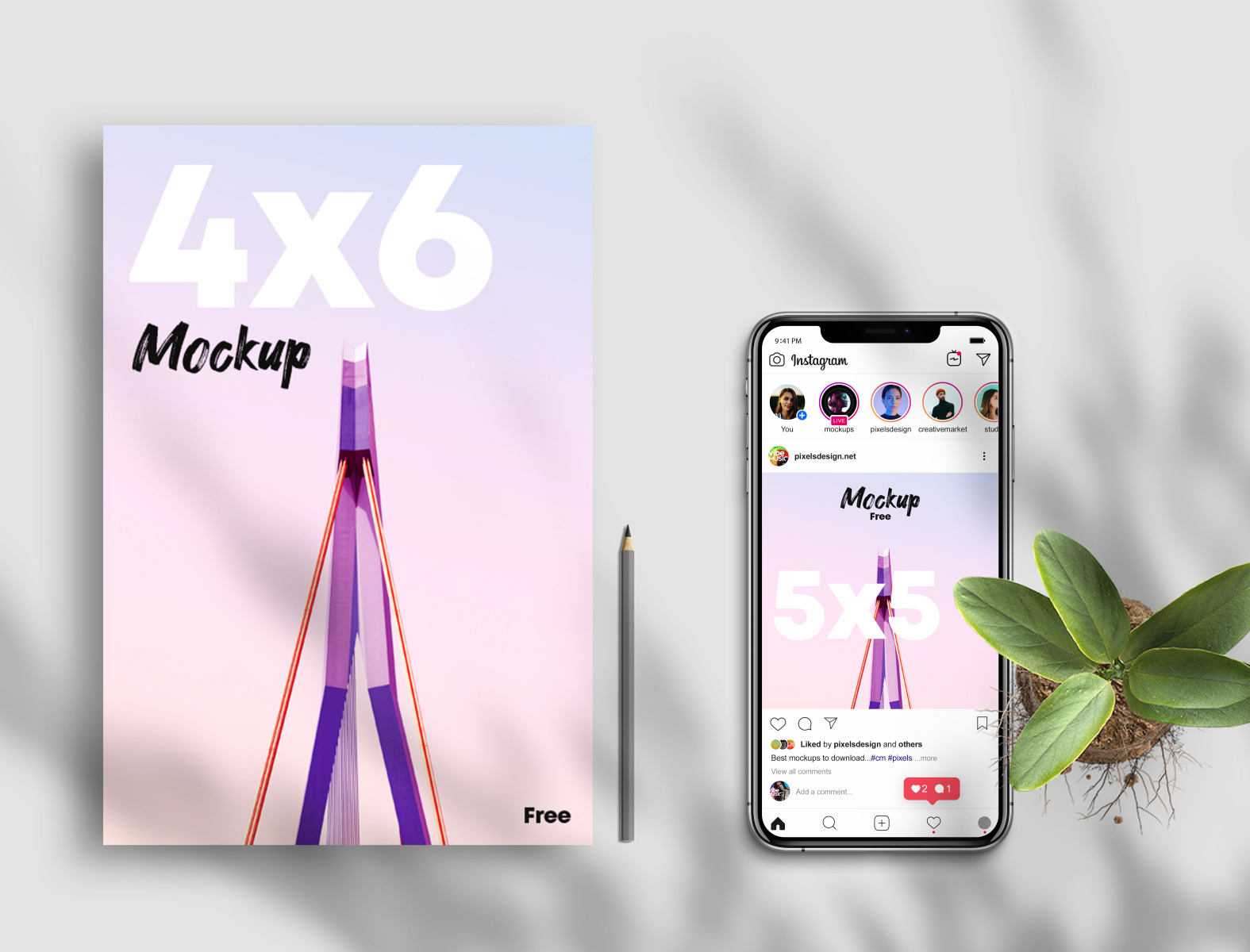 Free Flyer 4×6 w/ Instagram Post Mockup by Pixelsdesign.net on Dribbble