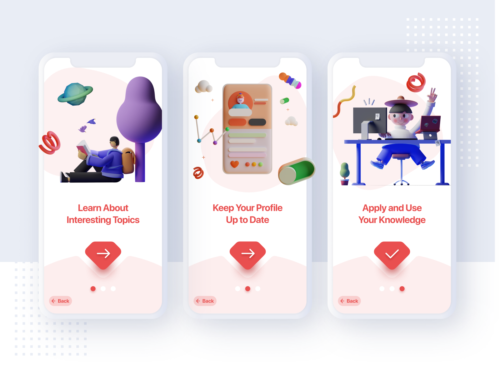 Creative onboarding with 3D Illustrations by Tyler Honeycutt on Dribbble