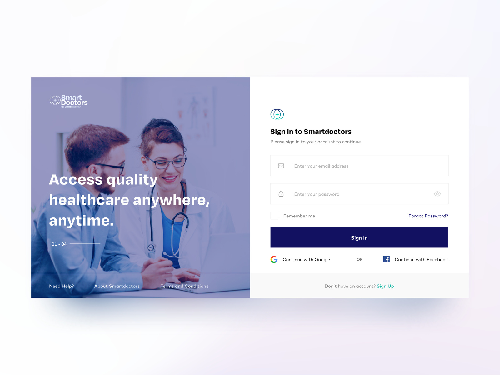 Smartdoctors Login Page Exploration by Ryan Kaungu on Dribbble