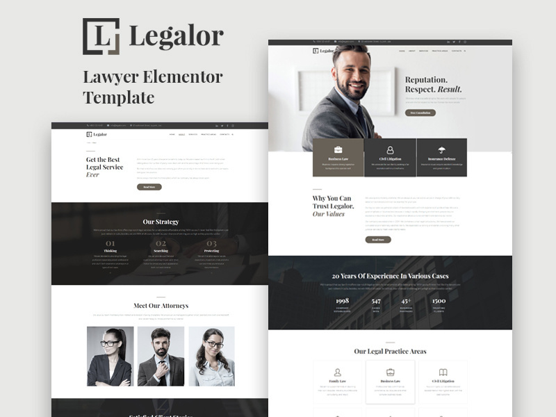 Legalor — Lawyer Elementor Template by Crocoblock on Dribbble