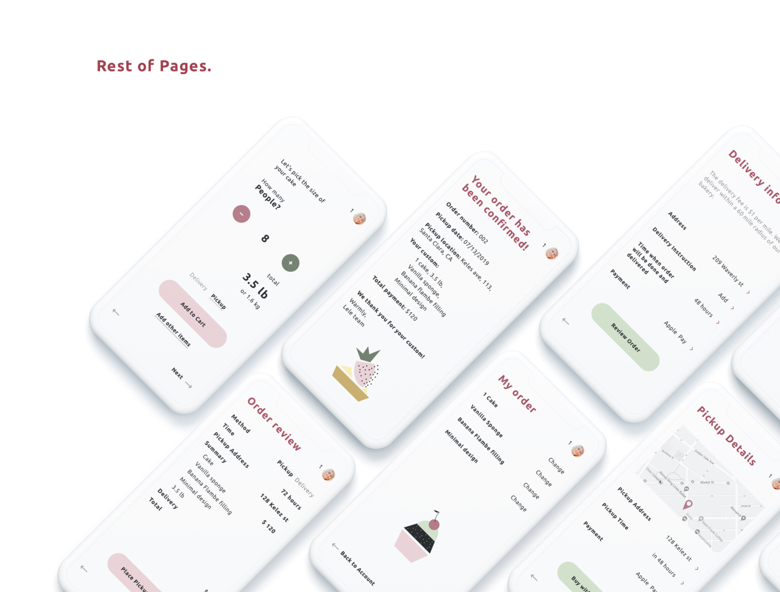 Lele Cake app | rest of pages by Anna Pakarina on Dribbble