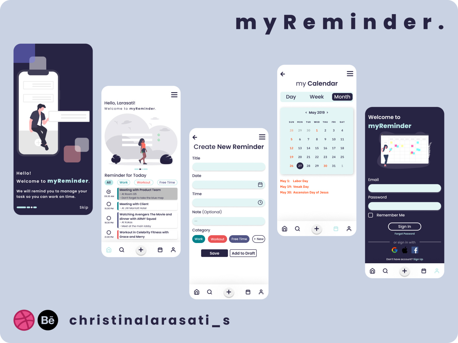 myReminder Mobile Application by Christina Larasati Simanjuntak on Dribbble