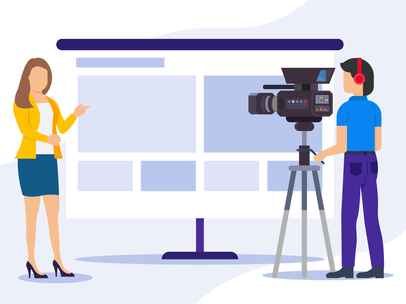 Female news reporter giving news report by Graphic Mall on Dribbble