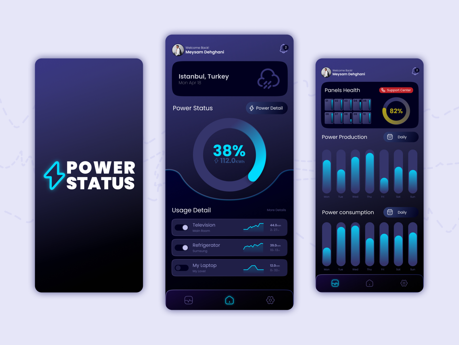 Power Status (Solar Energy App.) by Meysam Dehghani on Dribbble