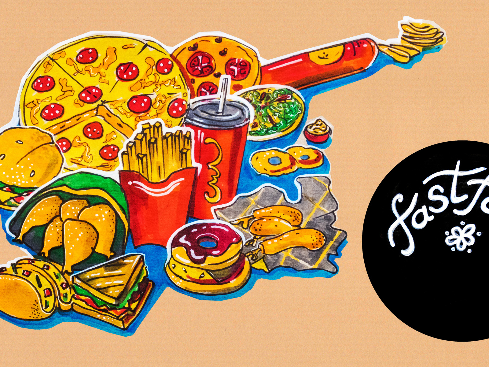 kitchen illustration of menu of fast food by Ariadna de Raadt on Dribbble