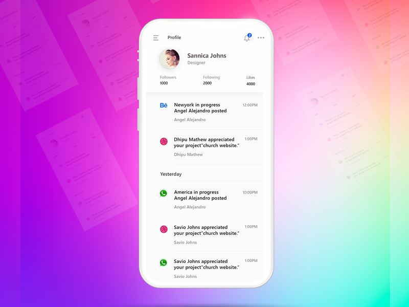 Profile Screen by DEEPA SAVIO on Dribbble