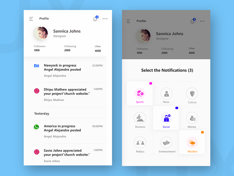 Profile Screen by DEEPA SAVIO on Dribbble