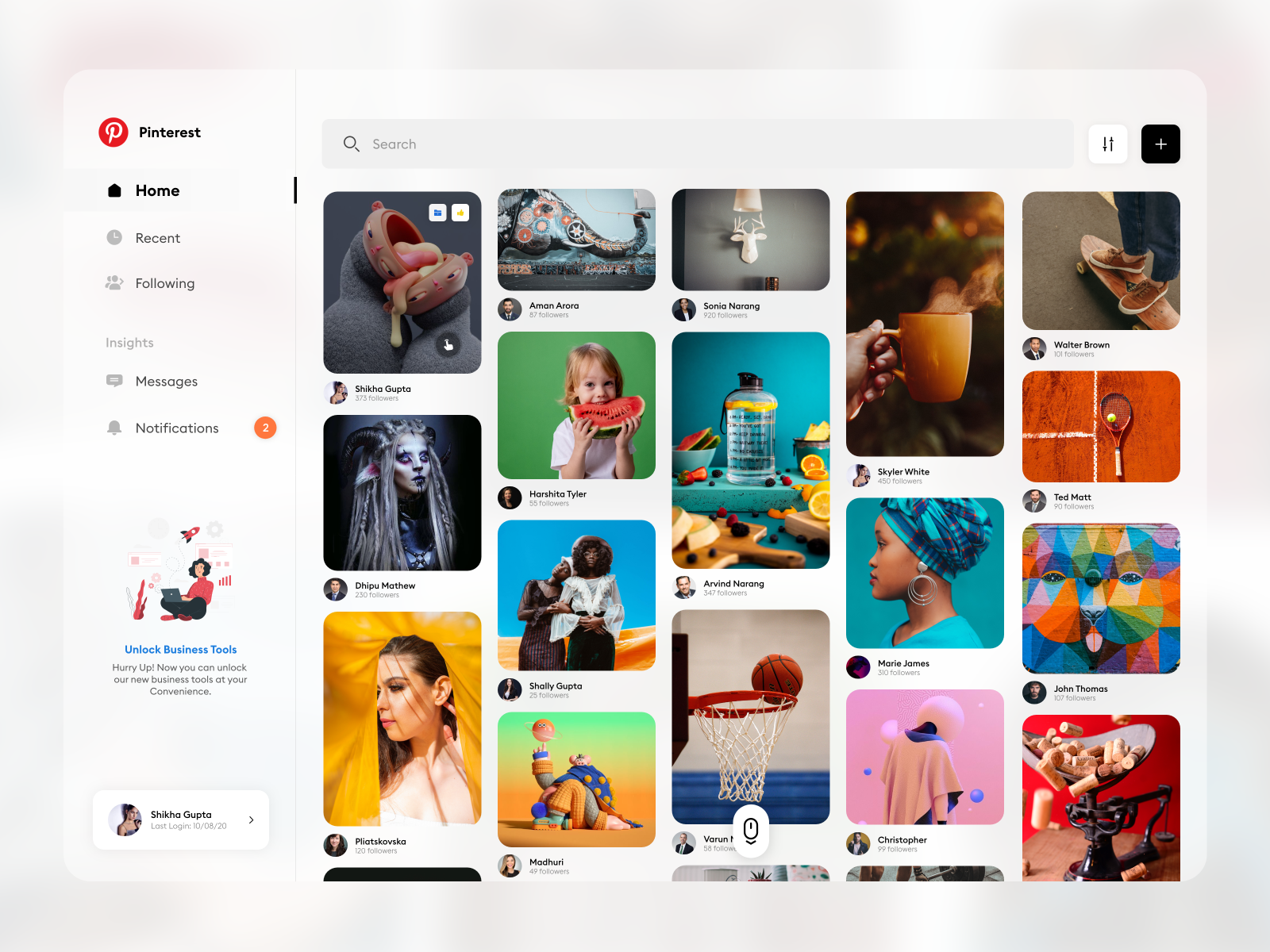 Pinterest Redesign - UX concept by UXD Technologies on Dribbble