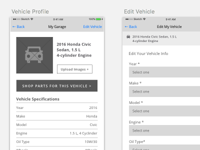 Auto App Wireframes by Kelly Hanner on Dribbble