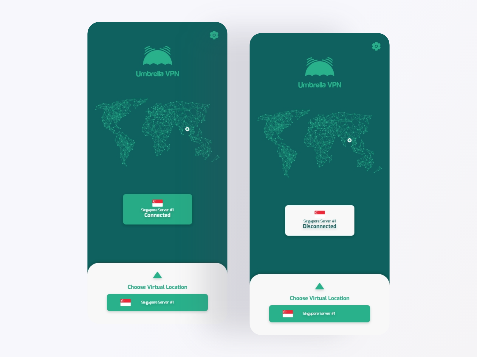 Vpn app - connect, disconnect screen by Mizanur R. on Dribbble