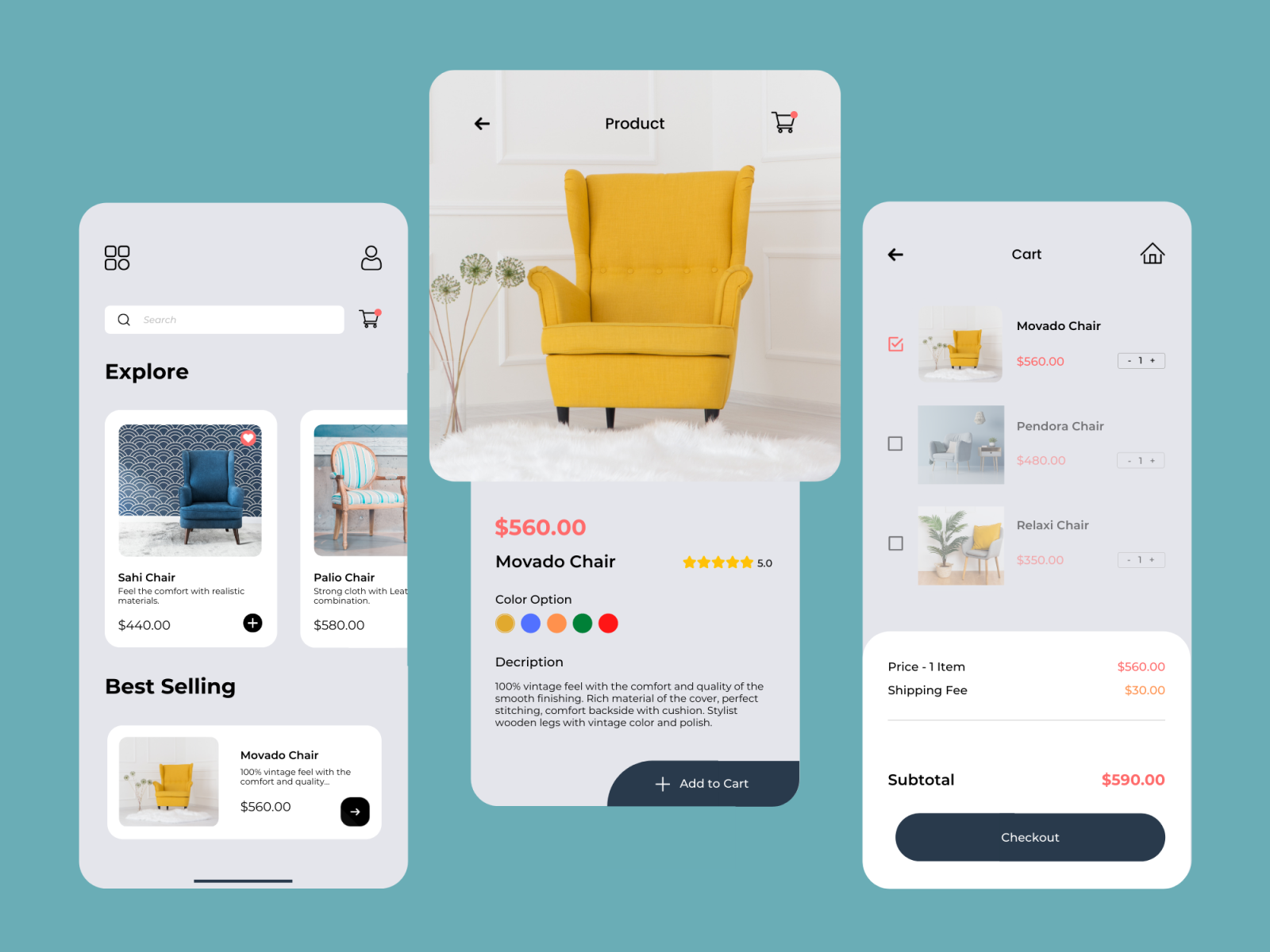 Furniture Shopping App Interface Design by Panth Softech on Dribbble