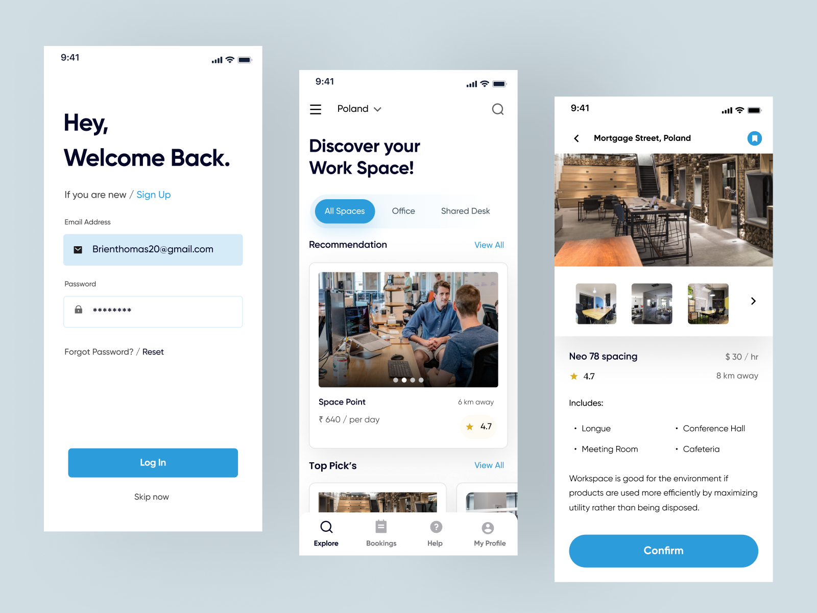 Co-Work Mobile App by Sam on Dribbble