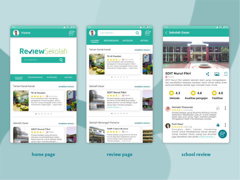 School review apps by Muhammad Husnul on Dribbble