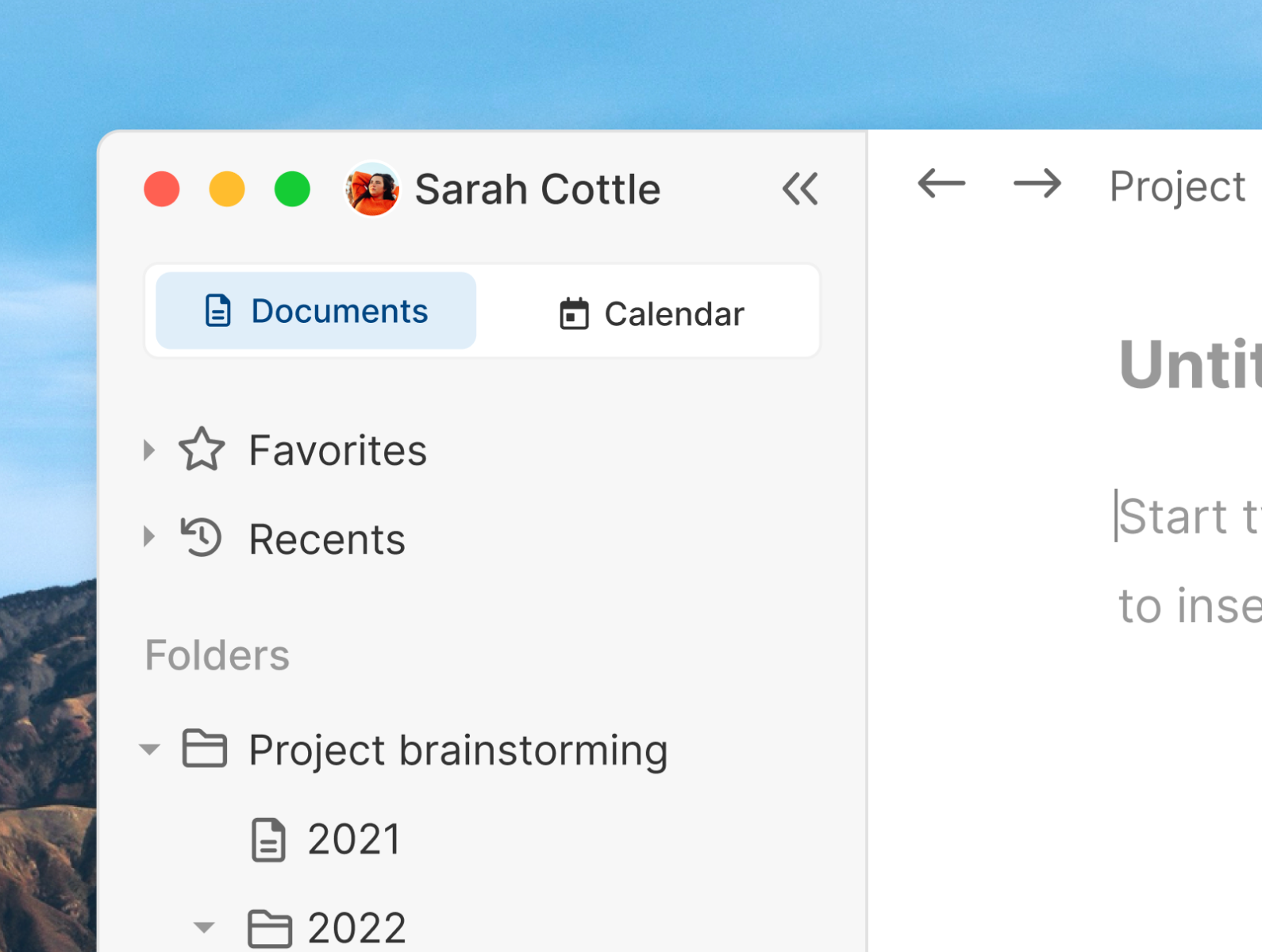 Notes and calendar desktop app by Sarah Cottle for Aha! on Dribbble