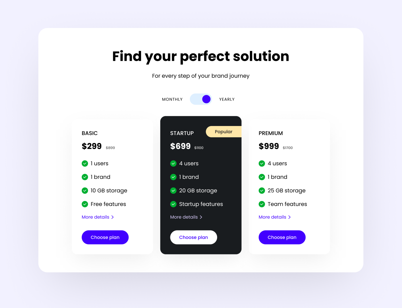 Pricing UI by Ritik Jain on Dribbble