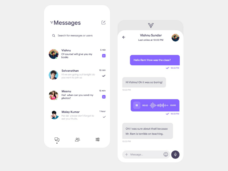 Message Application by Vishnu on Dribbble