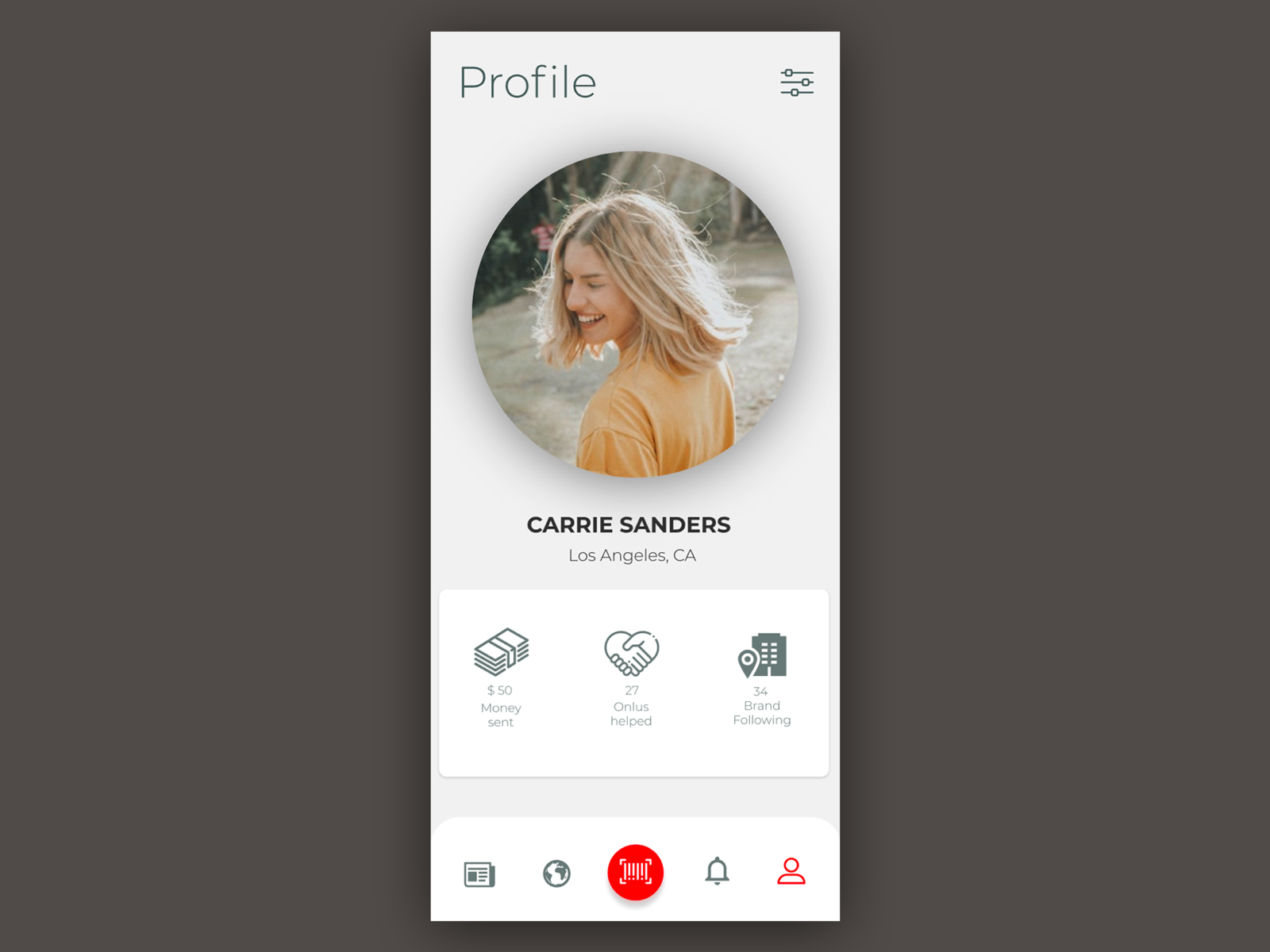 Profile section by Alberto Sansò on Dribbble