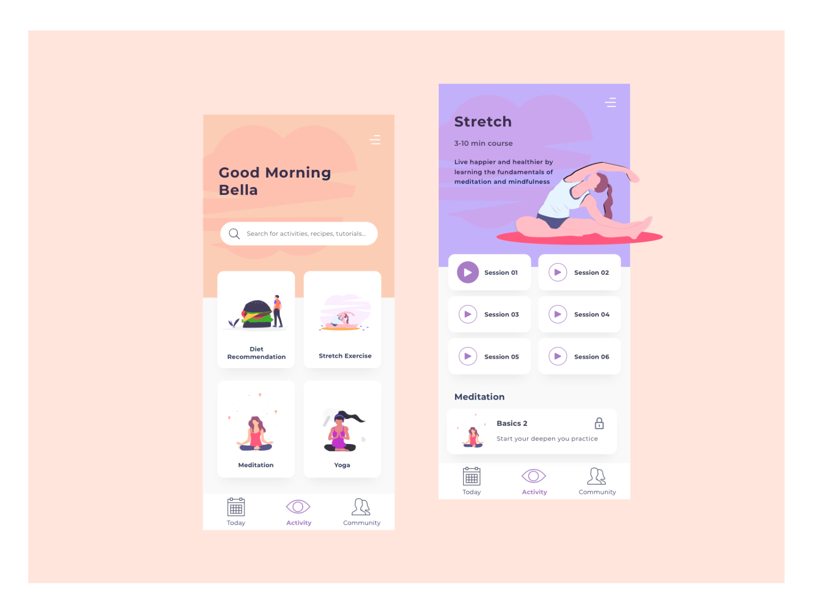 Wellness App Concept by Michelle Guinea on Dribbble