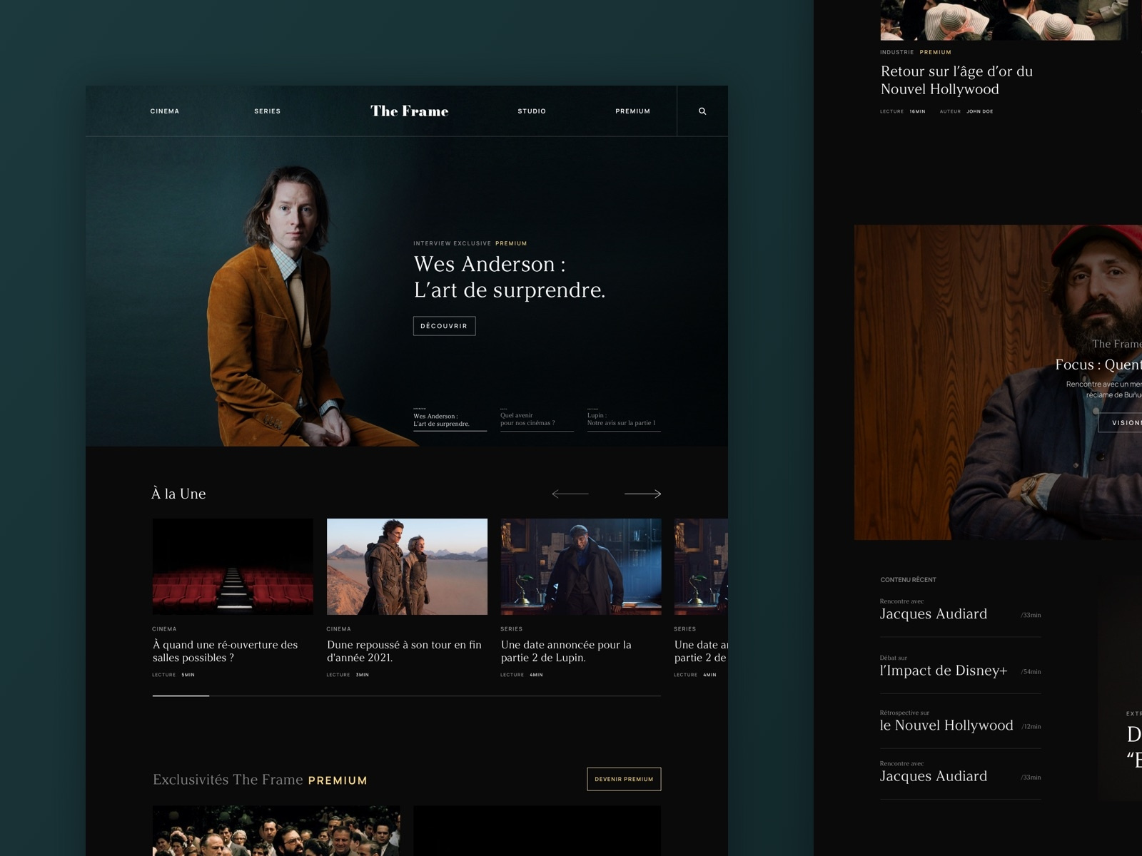 The Frame : Website Homepage by Antoine Cantoro on Dribbble
