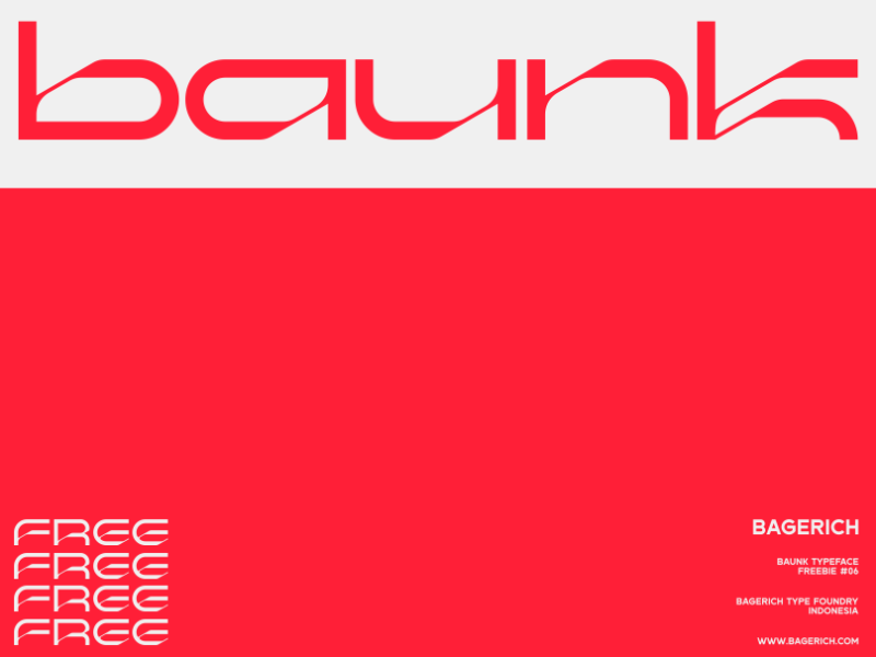 Baunk- FREE Typeface by BAGERICH TYPE FOUNDRY on Dribbble