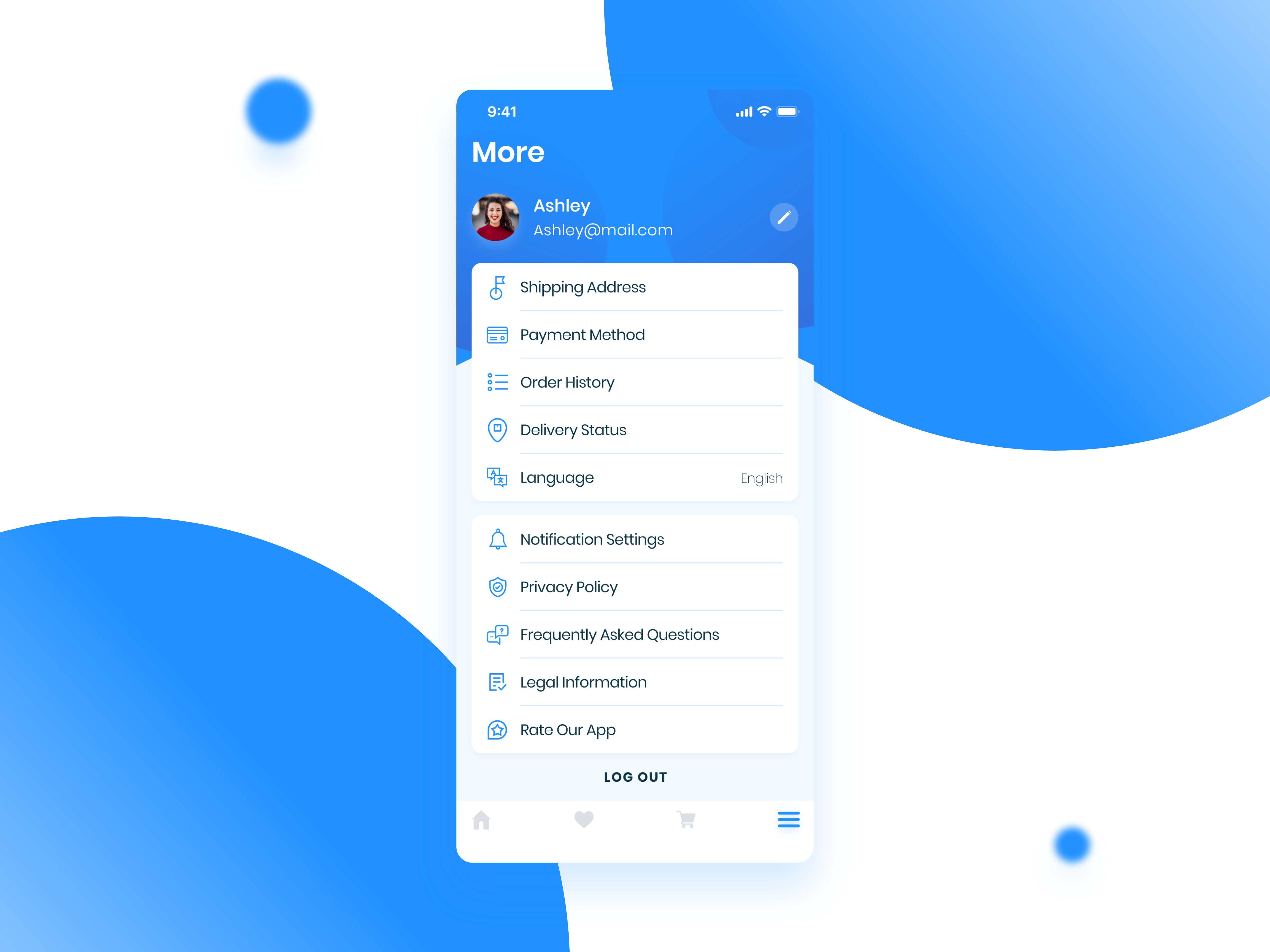 E-Commerce App (More & profile screen) by Hasan Al Banna on Dribbble