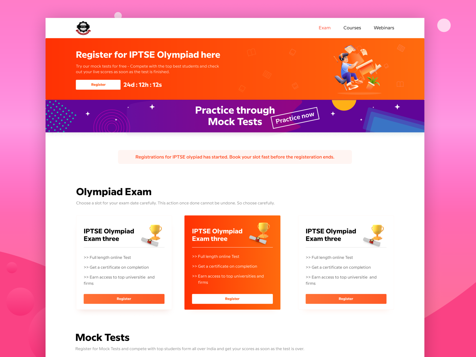 Exam Registration by Vaibhav on Dribbble