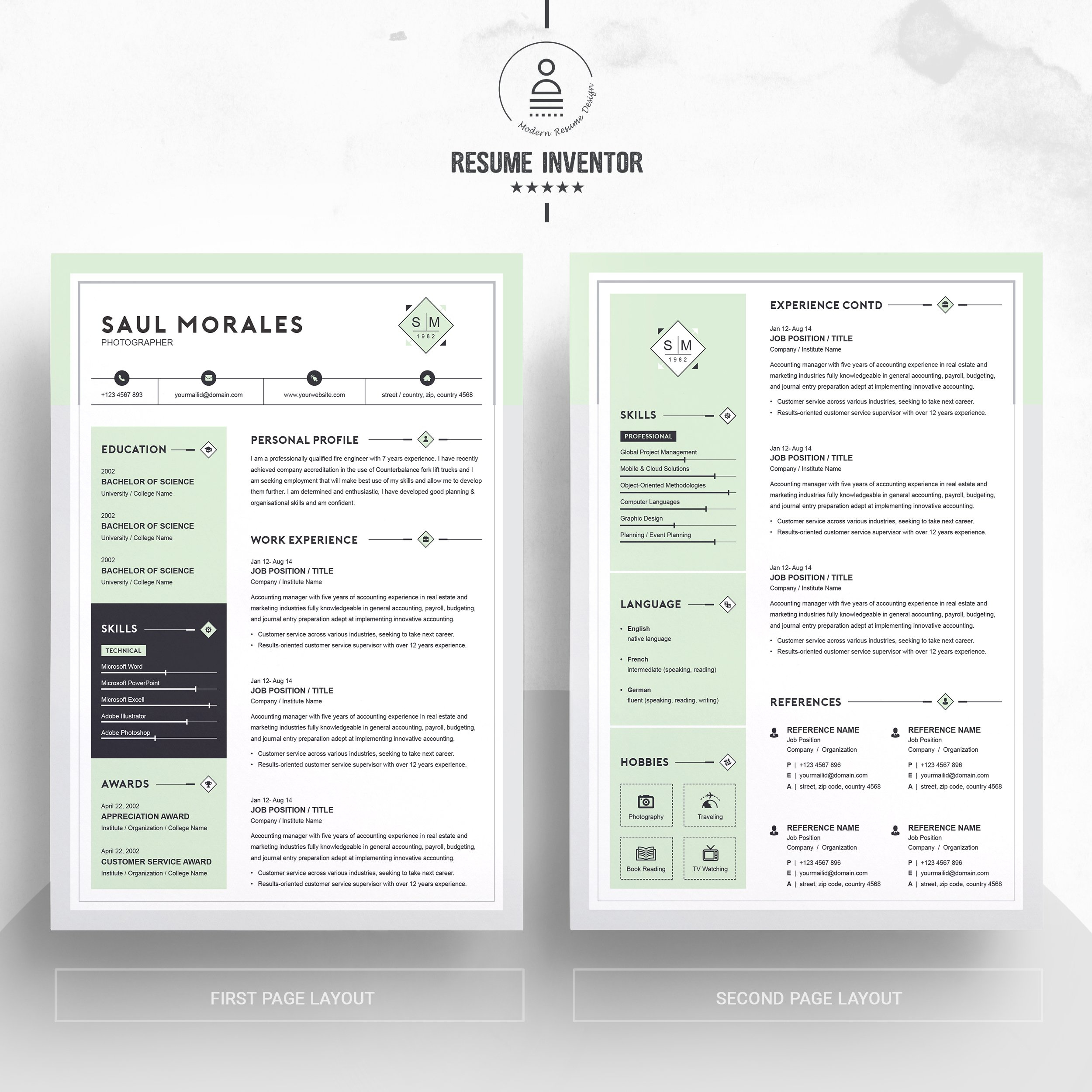 Dribbble 01 modern resume template cv template cover letter 