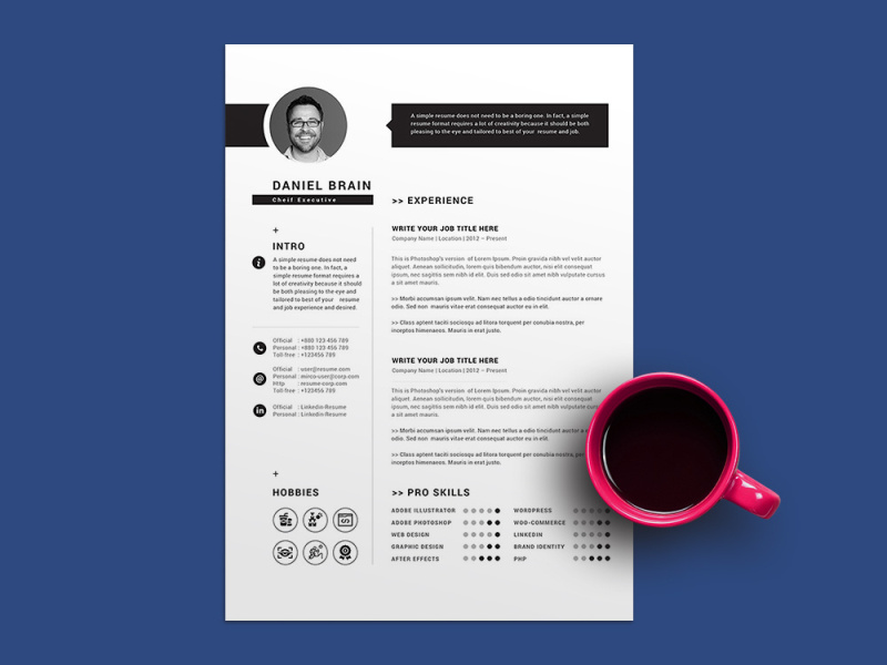 Free Chief Executive Resume Template by Steven Han on Dribbble