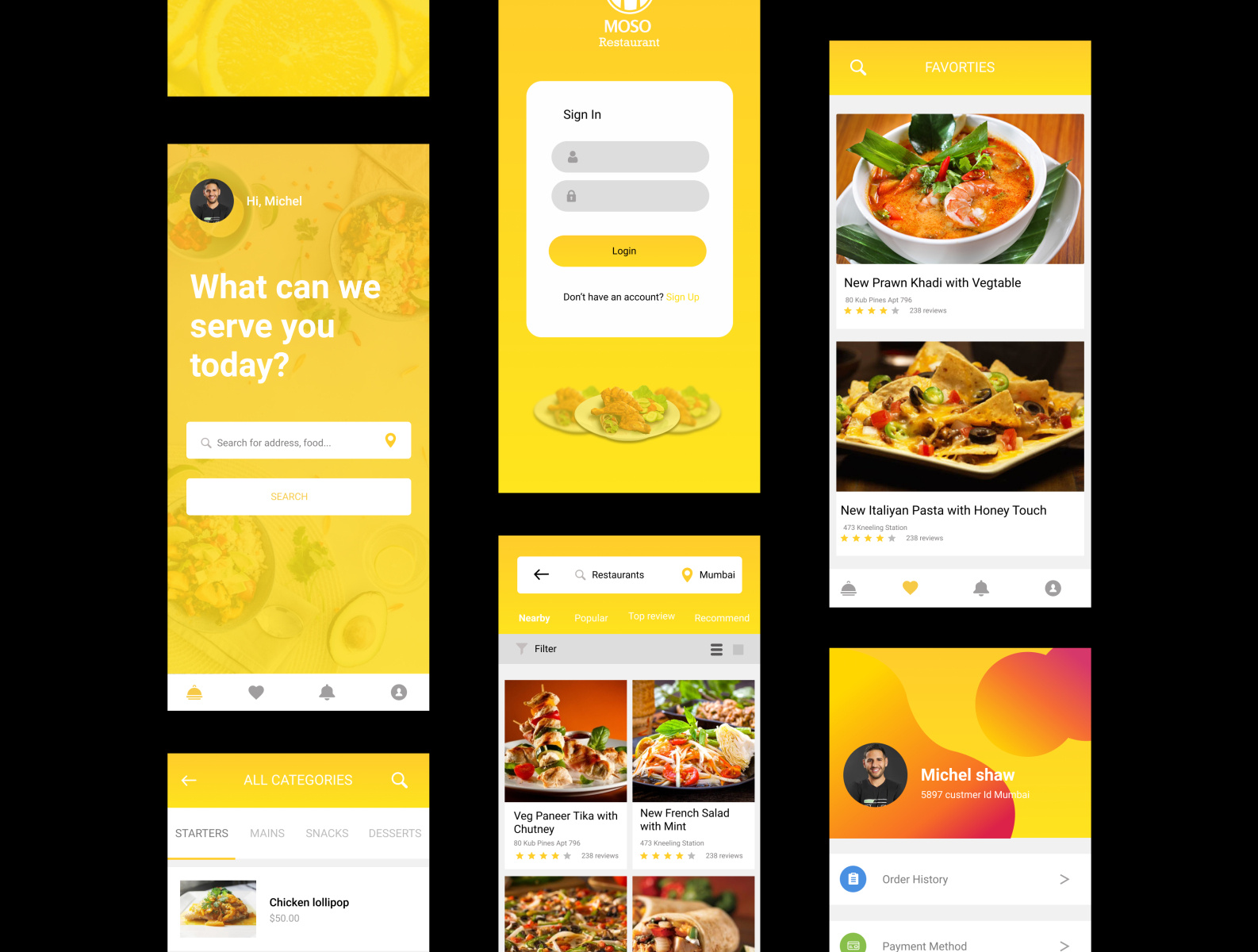 Moso food app by Nidhi Singh on Dribbble