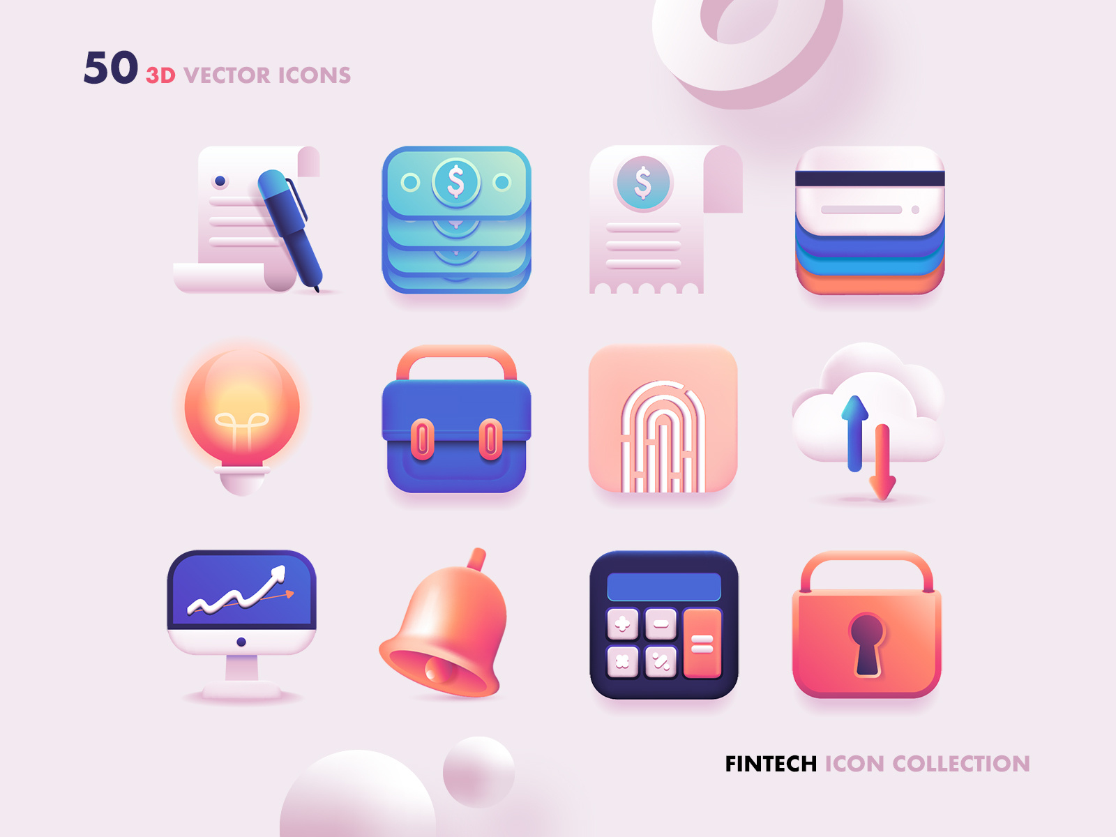 3D Fintech Icon Collection by Diana Hlevnjak on Dribbble