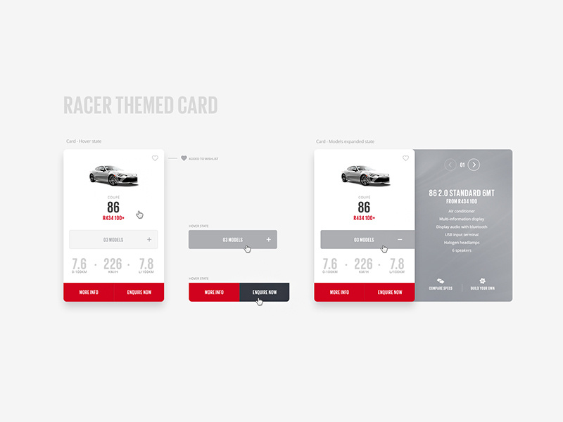 Toyota Product Card Interaction Concept by Dane Bowen on Dribbble