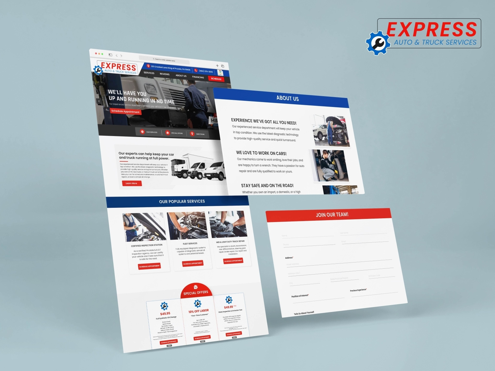 Express Auto & Truck Services Website by Naciye Cakir on Dribbble