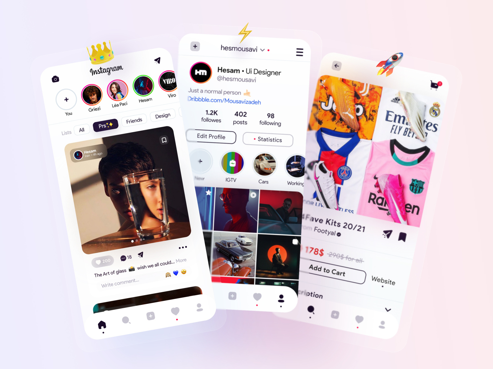 Instagram Ui/Ux by Hesam Mousavi on Dribbble