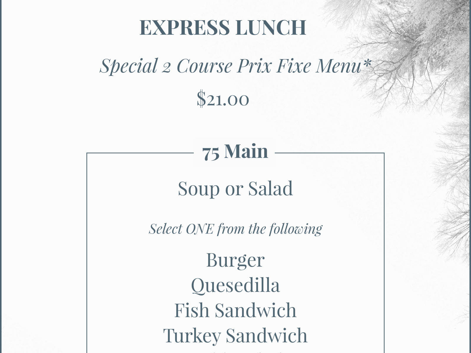 75 Main - Express Lunch Menu by Venky Hariharan on Dribbble