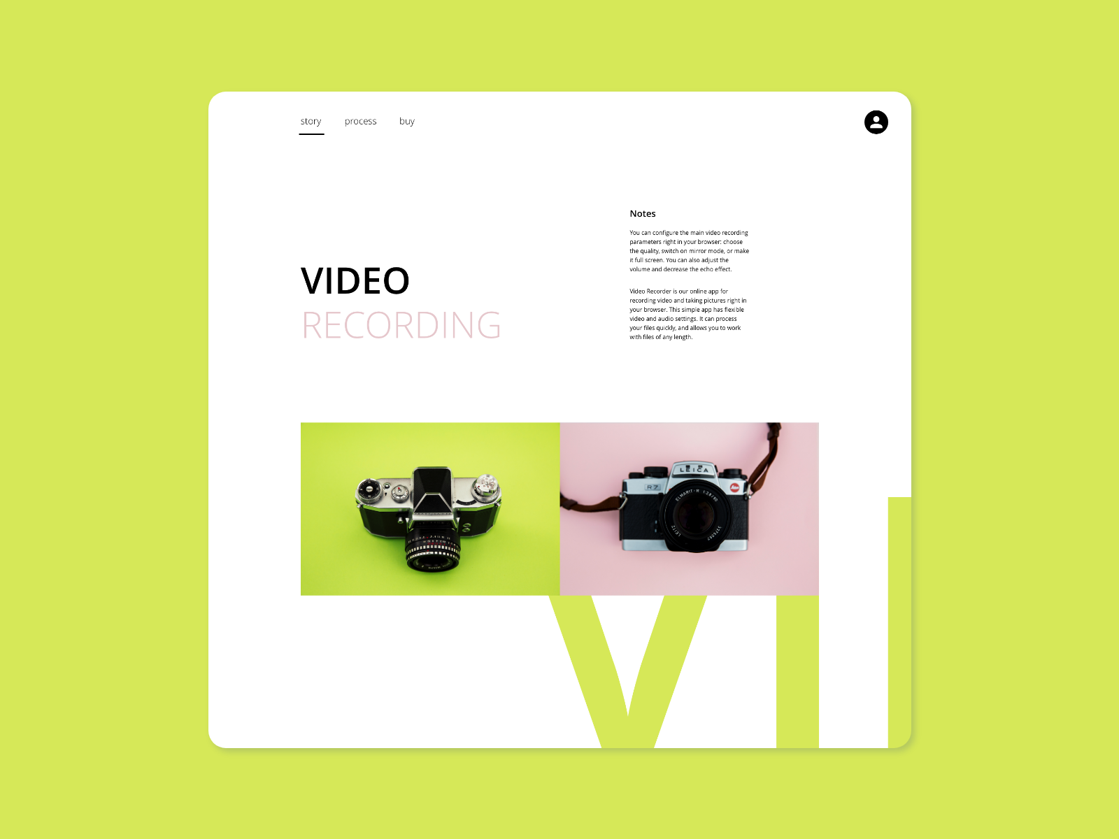 Video Camera Landing Page by Elliot Meredith on Dribbble