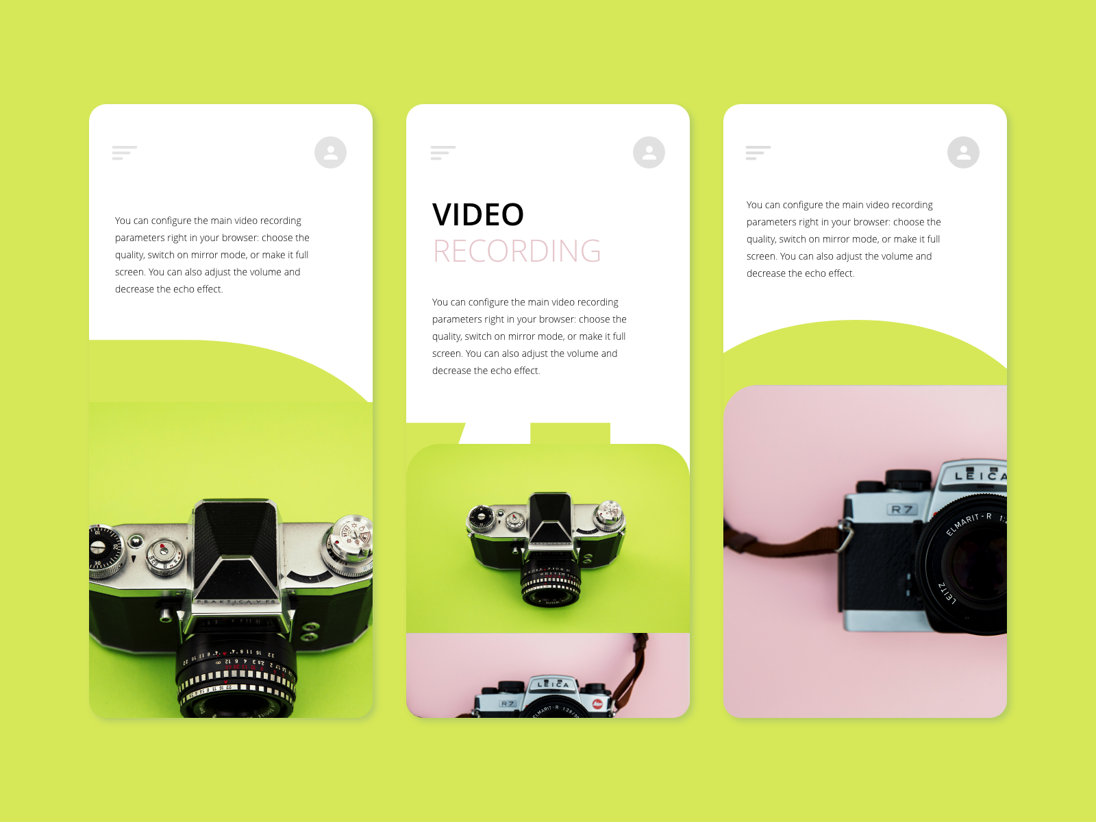 Video Camera Mobile UI Landing Page by Elliot Meredith on Dribbble