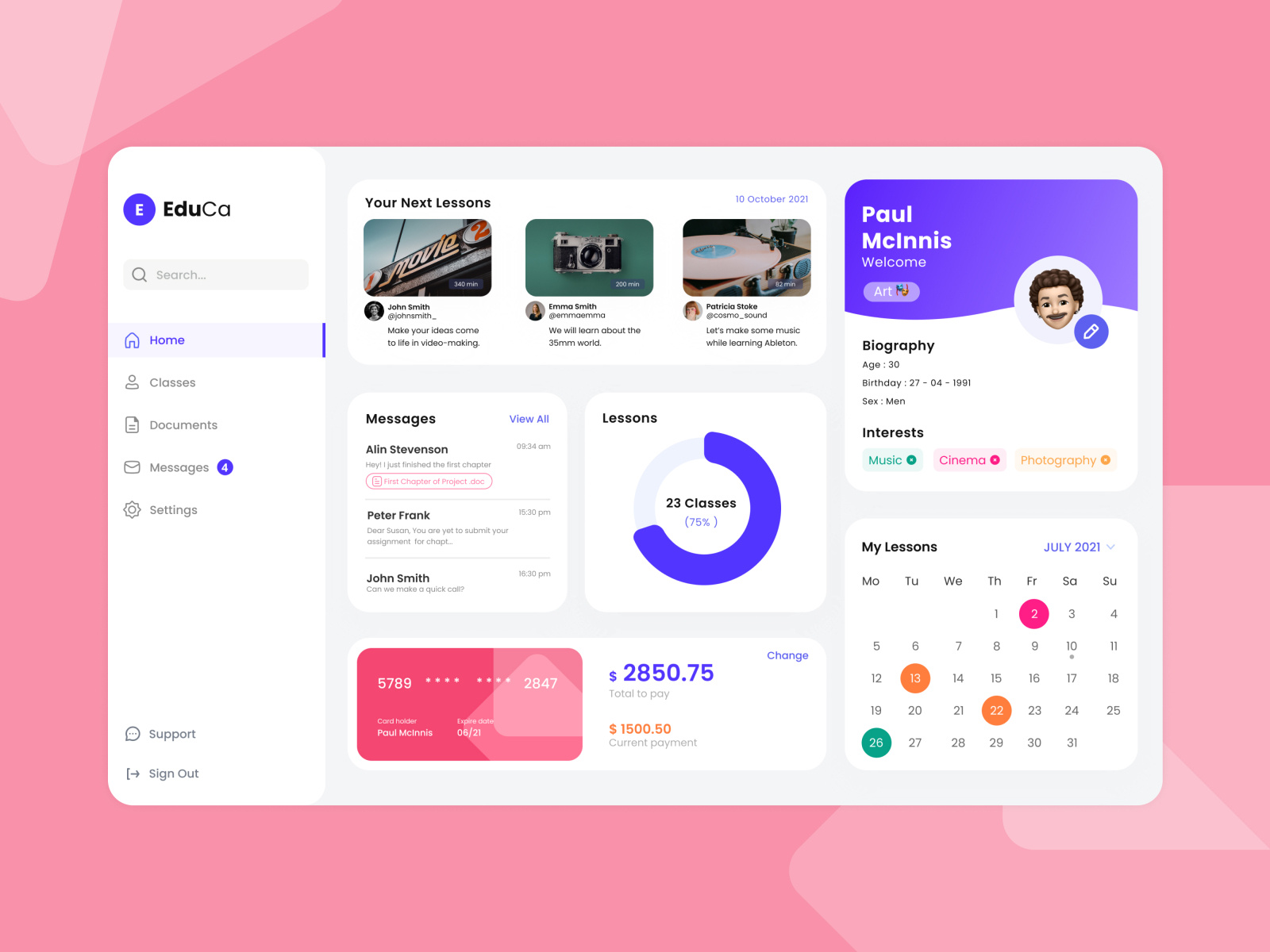 EduCa - Online Learning Platform by Agustin Isasa on Dribbble
