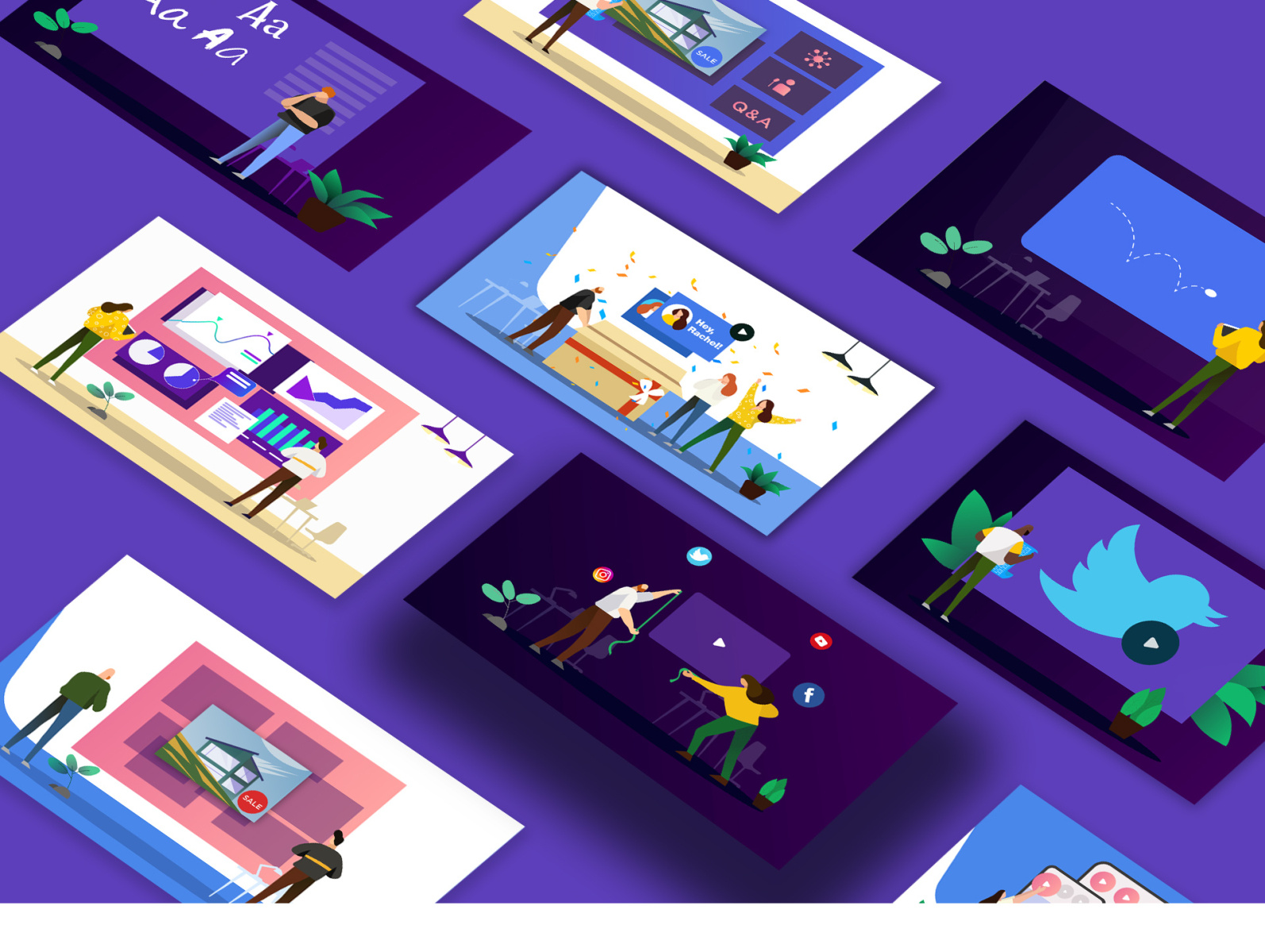 Brand Illustration for Rocketium by Bikiron Bora on Dribbble